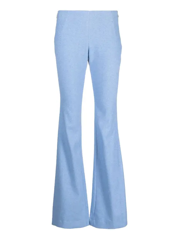 Patou Linen-blend Flared Trousers - Blue
