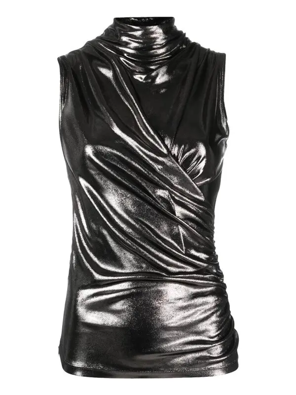 Blumarine Draped Metallic Top - Grey
