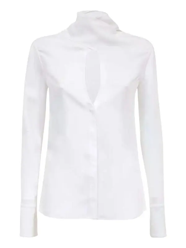 FERRAGAMO Sash High-neck Shirt - White