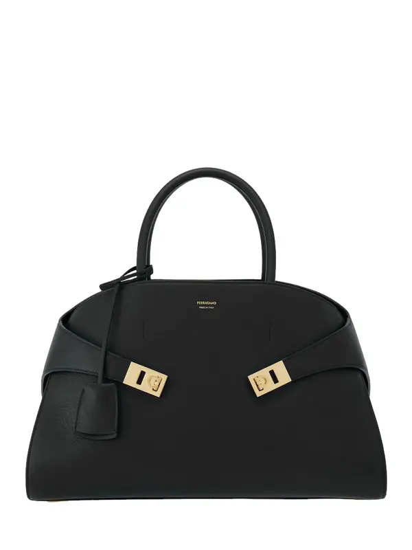 FERRAGAMO Hug Leather Tote - Black
