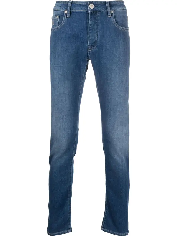 MOORER Mid-rise Tapered-leg Jeans - Blue
