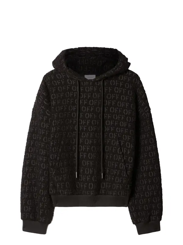 Off-White Logo Bouclé Hoodie - Black