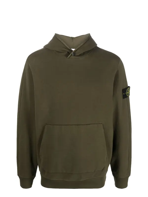 Stone Island Logo-patch Cotton Hoodie - Green