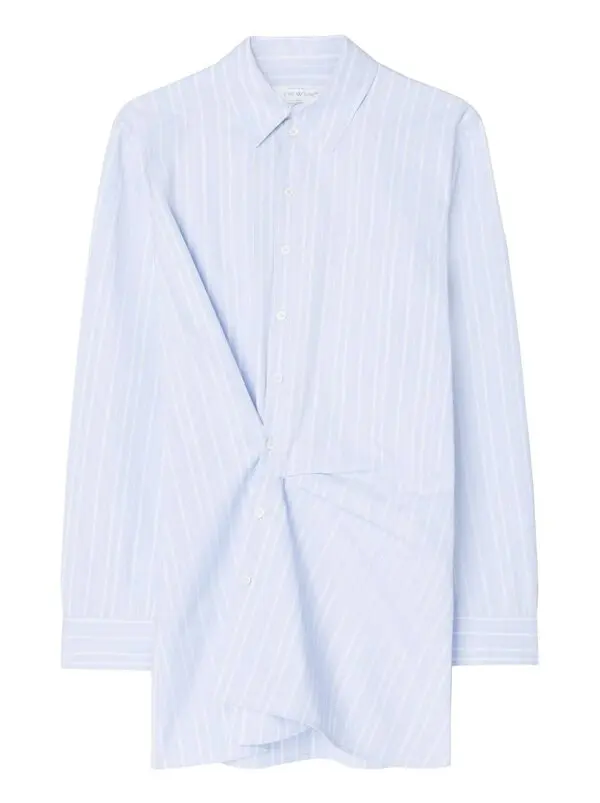 Off-White Striped Cotton-poplin Shirtdress - Blue