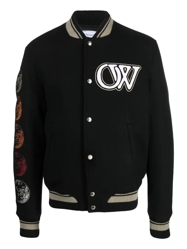 Off-White Logo-appliqué Bomber Jacket - Black