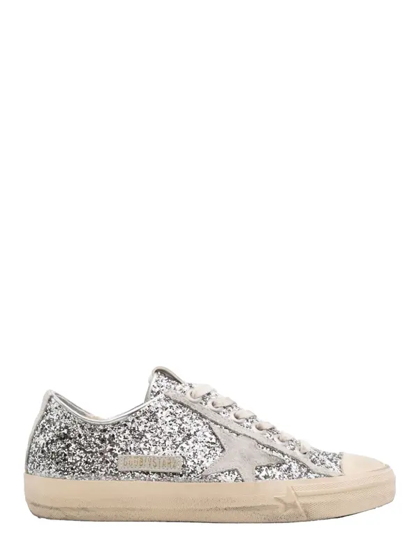 GOLDEN GOOSE V-star Glittered Sneakers - Silver