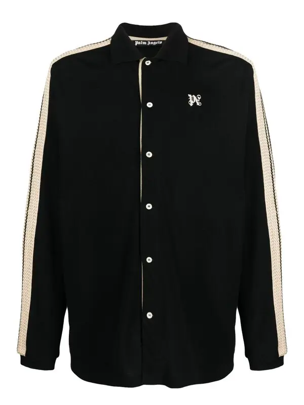 Palm Angels Pa Monogram Cotton Shirt - Black