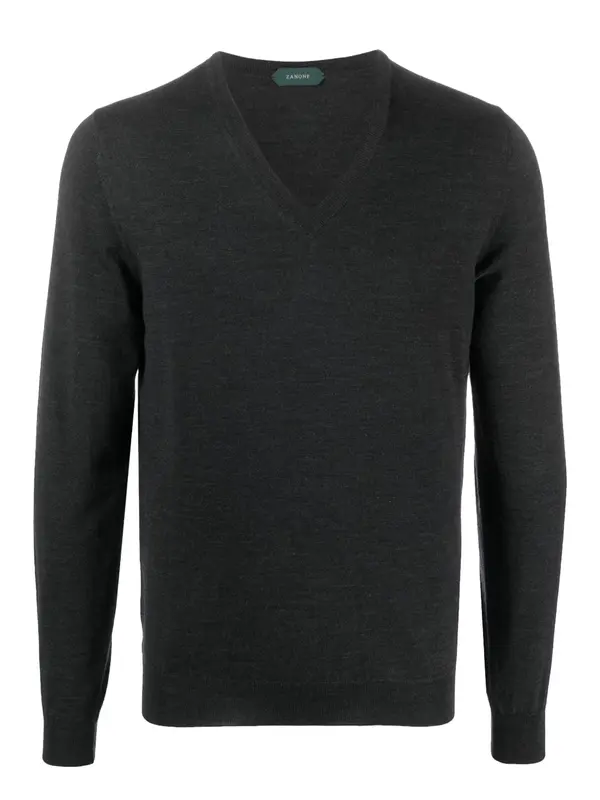 ZANONE V-neck Virgin-wool Jumper - Grey