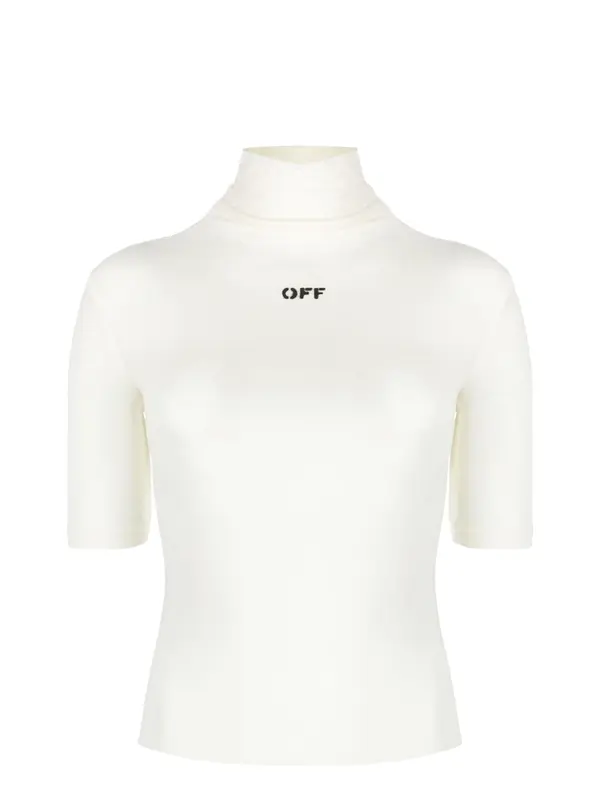 Off-White Logo-print Mock-neck Top - White