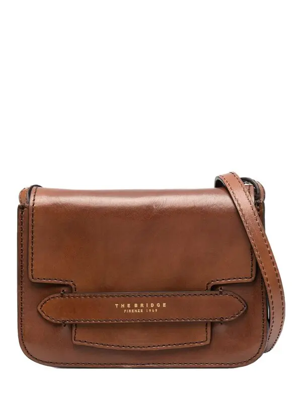 THE BRIDGE Lucrezia Foldover Leather Shoulder Bag - Brown