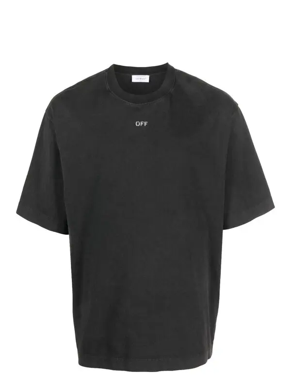 Off-White People-print Cotton T-shirt - Black