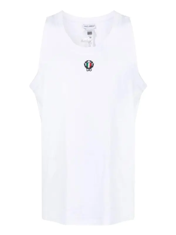 Dolce & Gabbana Logo-embroidered Tank Top - White