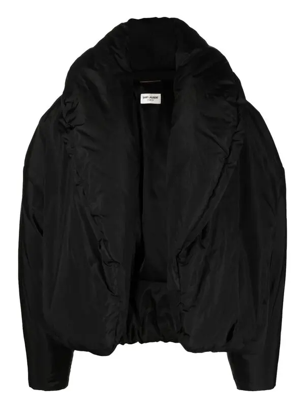 Saint Laurent Shawl-lapel Padded Silk Jacket - Black