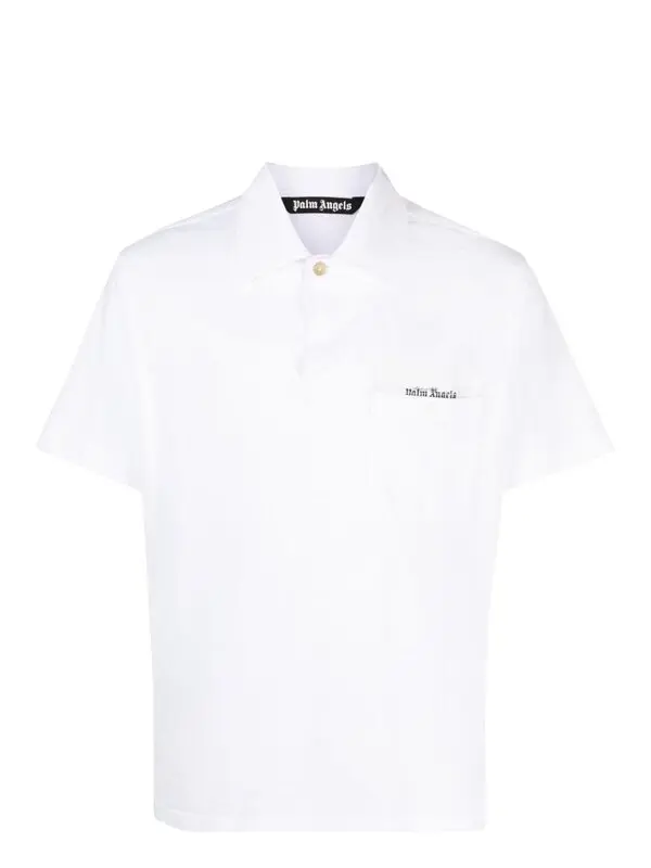Palm Angels Sartorial Tape Cotton Polo Shirt - White