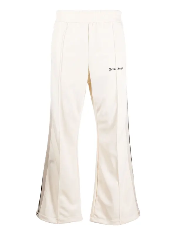 Palm Angels Logo-embroidered Flared Track Pants - Neutrals