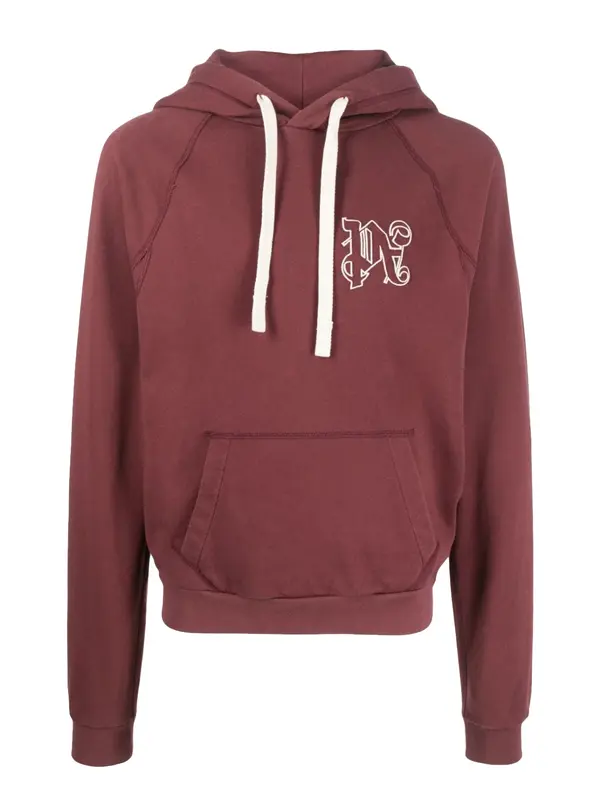 Palm Angels Monogram-embroidered Cotton Hoodie - Red
