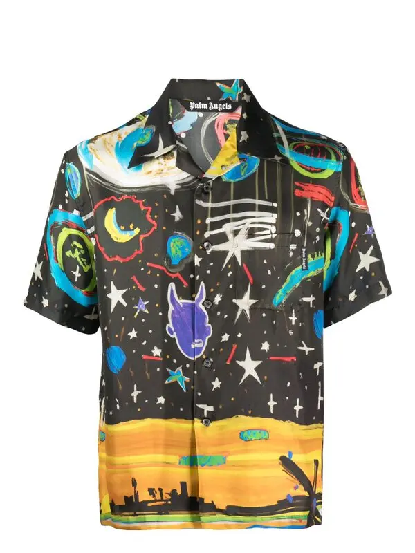 Palm Angels Starry Night Bowling Shirt - Black