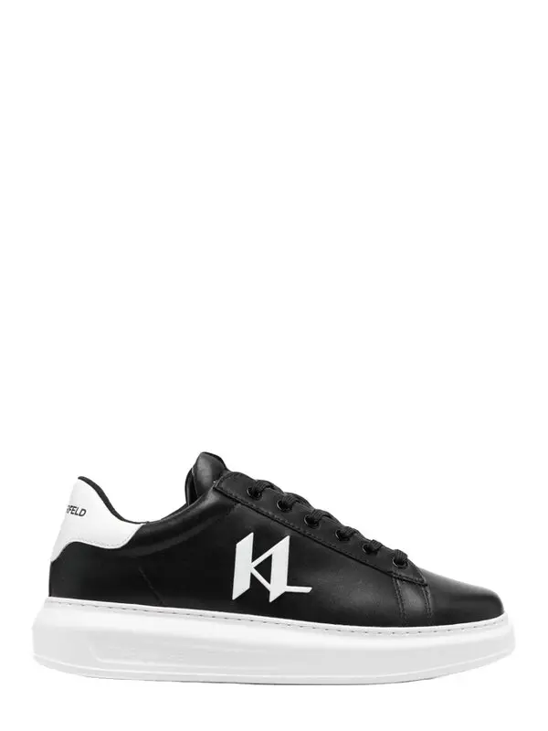Karl Lagerfeld Logo-appliqué Leather Sneakers - Black