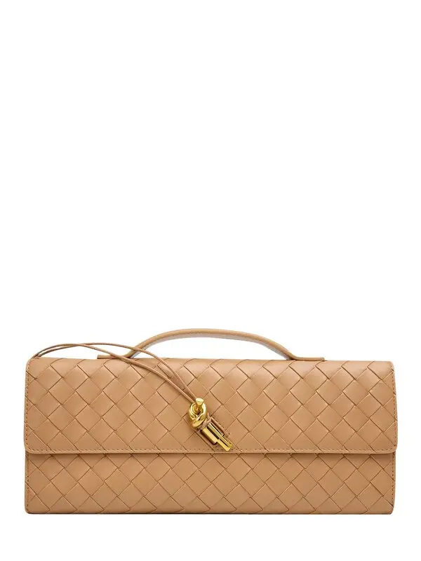 Bottega Veneta Andiamo Top Handle Clutch - Biscuit
