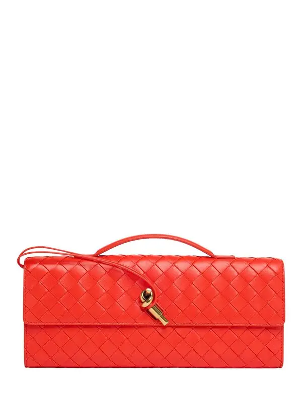 Bottega Veneta Andiamo Top Handle Clutch - Cherry Tomato
