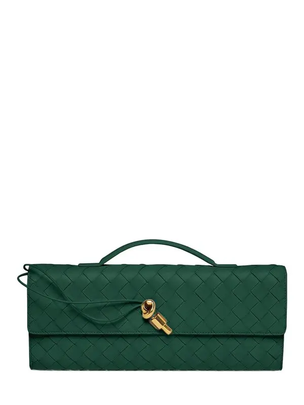Bottega Veneta Andiamo Top Handle Clutch - Emerald