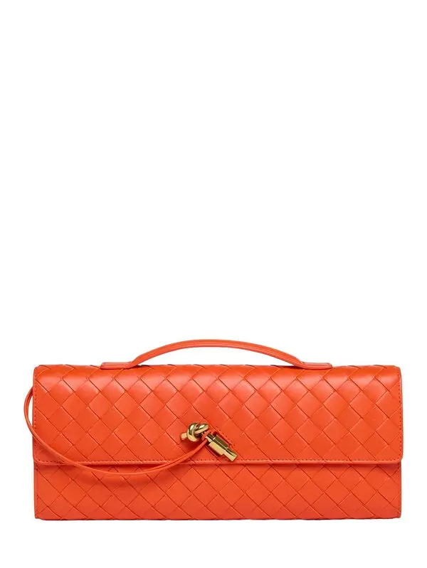 Bottega Veneta Andiamo Top Handle Clutch - Orange
