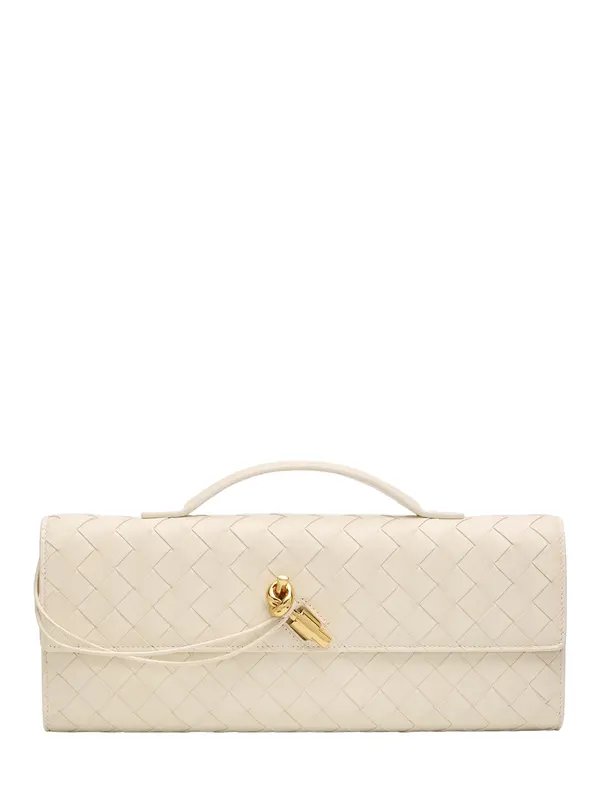 Bottega Veneta Andiamo Top Handle Clutch - Sea Salt
