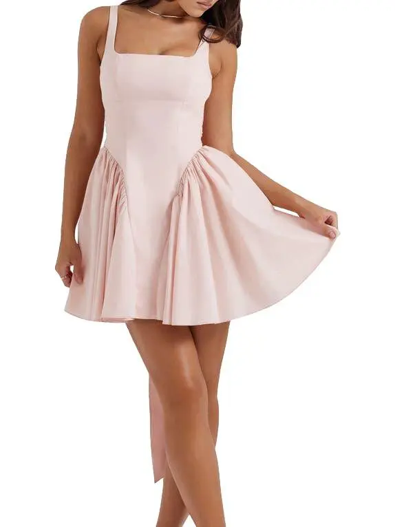 House Of Cb Florianne Bow Back Mini Dress - Soft Peach