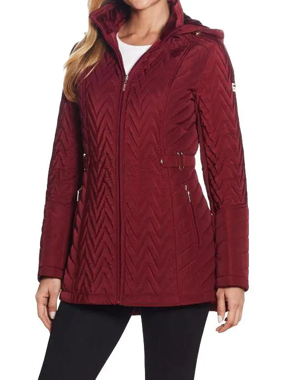 Gallery Hooded Quilted Jacket - Merlot