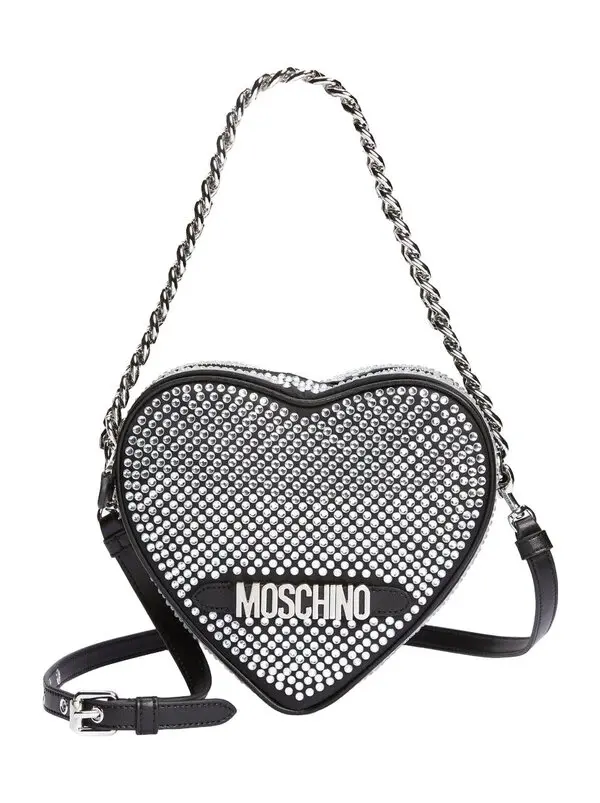 Moschino Heart Crystal Embellished Handbag - Fantasy Print Black