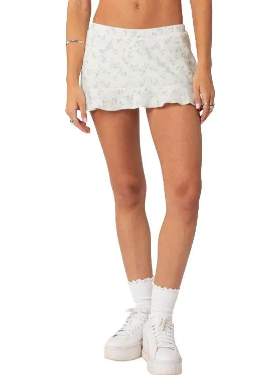 EDIKTED Daydream Floral Mini Skirt - White