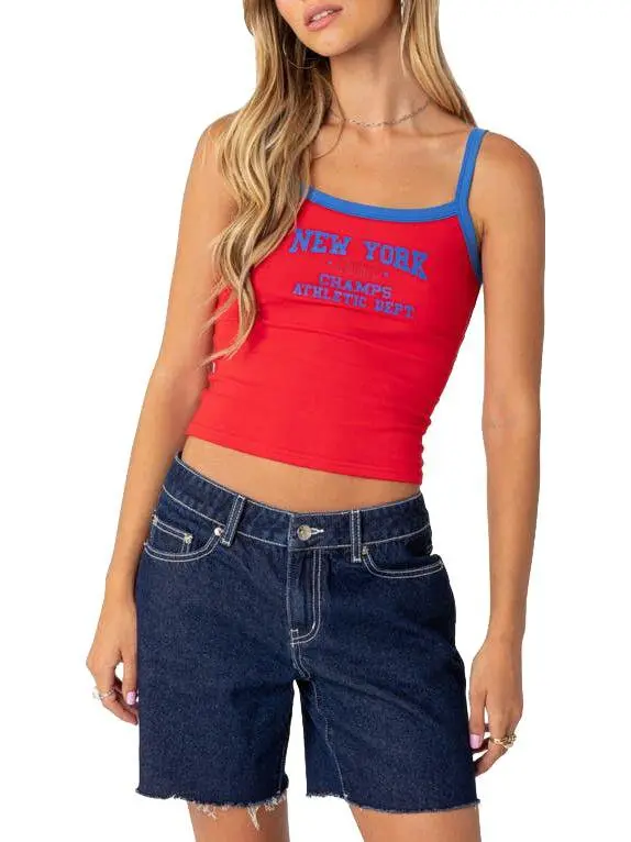 EDIKTED New York Crop Tank - Red