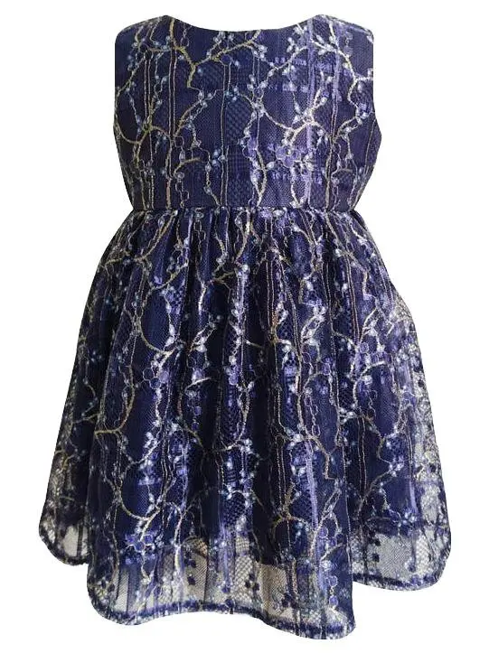 POPATU Floral Lace Overlay Sleeveless Dress - Blue Multi