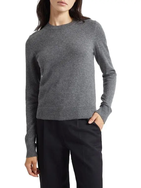 Vince Classic Crewneck Cashmere Sweater - Medium Heather Grey
