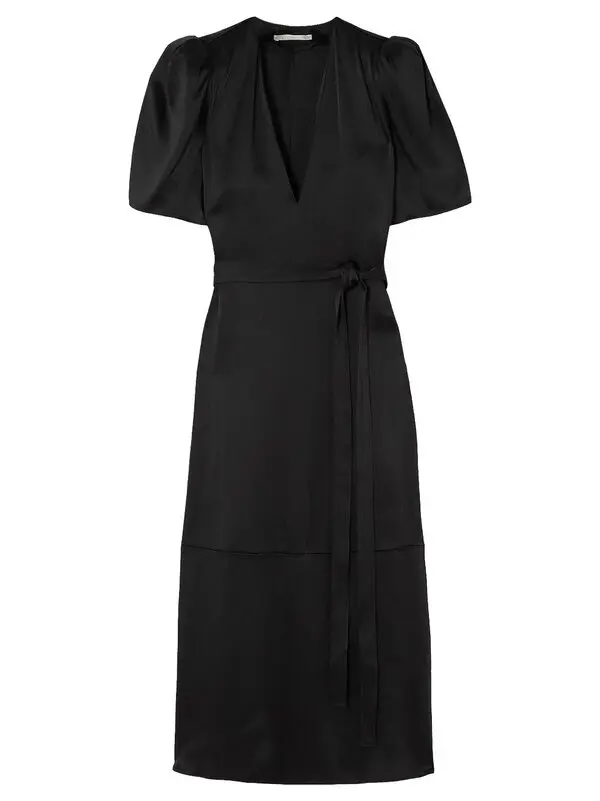 Stella McCartney Belted Satin Midi Dress - Black