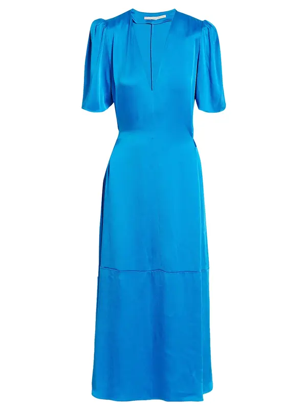 Stella McCartney Belted Satin Midi Dress - Blue