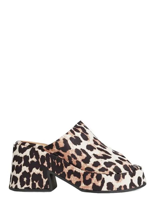 GANNI Leopard-print Faille Platform Mules - Animal Print