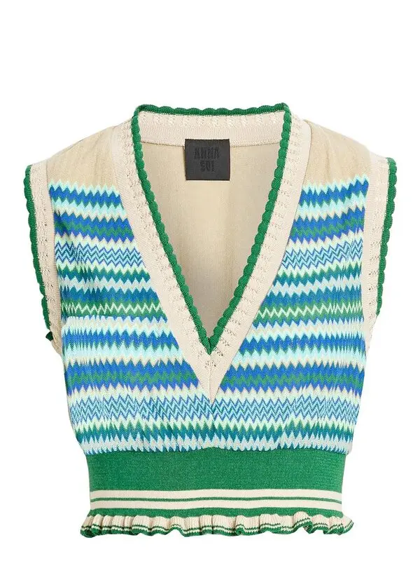 Anna Sui Crochet-knit Cotton-blend Vest - Green