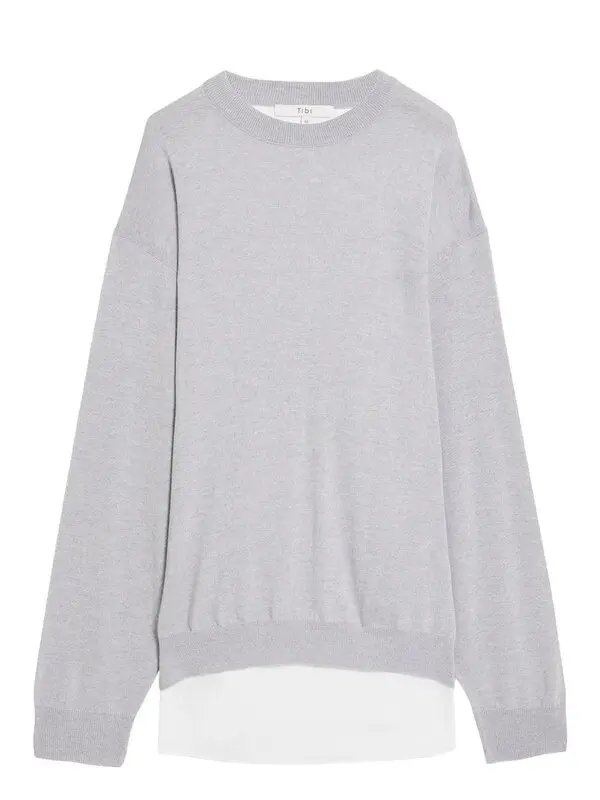 Tibi Cotton-poplin And Wool Sweater - Lilac