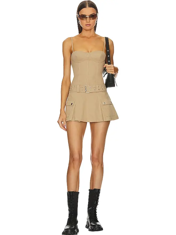 LOVERS AND FRIENDS Remy Mini Dress - Taupe Neutral