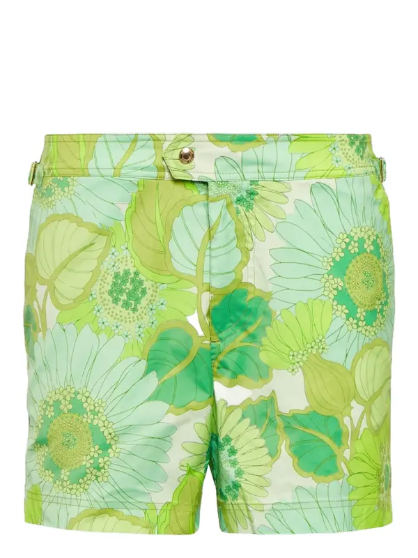 TOM FORD Printed Swim Trunks - Green