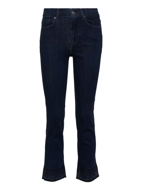 7 For All Mankind The Straight Crop Mid-rise Jeans - Blue