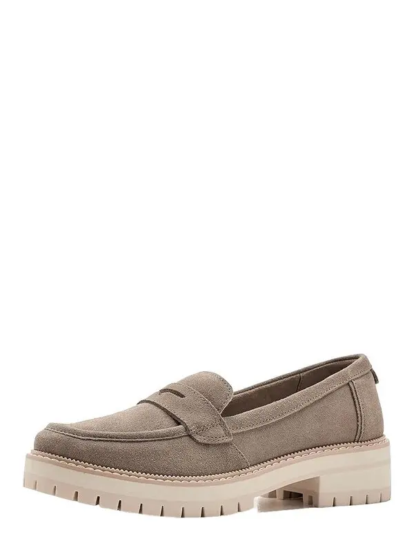 Toms Cara Loafers With Platform Stacked Heel - Beige