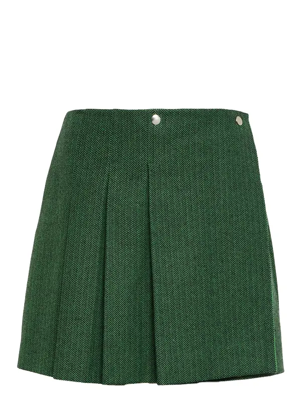 Plan C Pleated Wool-blend Miniskirt - Green