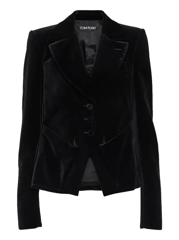 TOM FORD Single-breasted Cotton Velour Blazer - Black