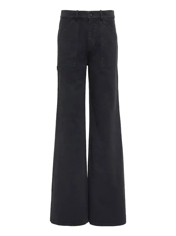 NILI LOTAN Quentin Twill Wide-leg Trousers - Grey