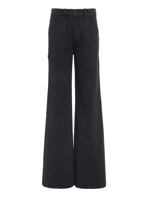 NILI LOTAN Quentin Twill Wide-leg Trousers - Grey
