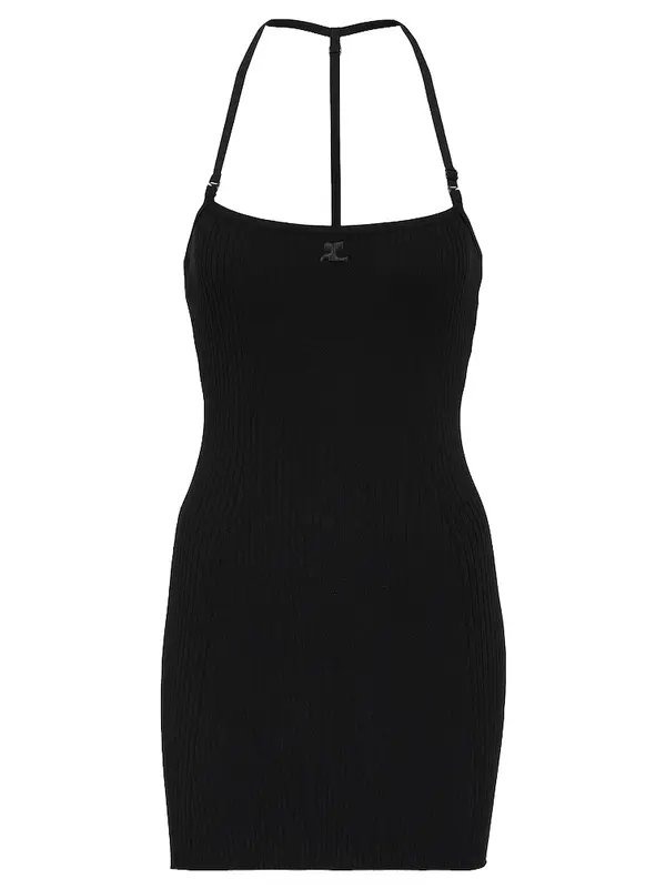 COURREGES Courrèges Ribbed-knit Minidress - Black