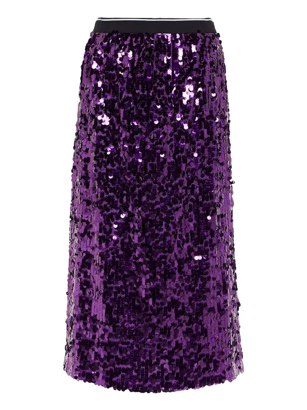 Plan C Sequined Midi Skirt - Purple