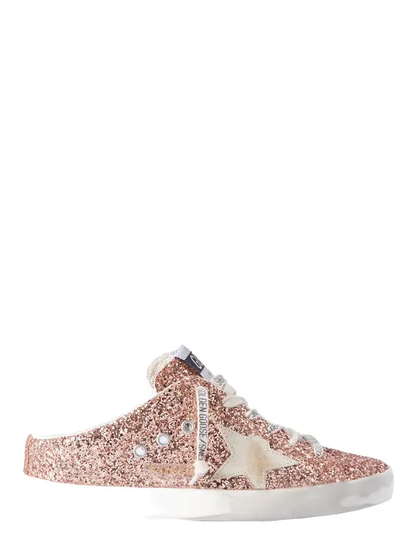GOLDEN GOOSE Super-star Sabot Glittered Leather Slip-on Sneakers - Orange